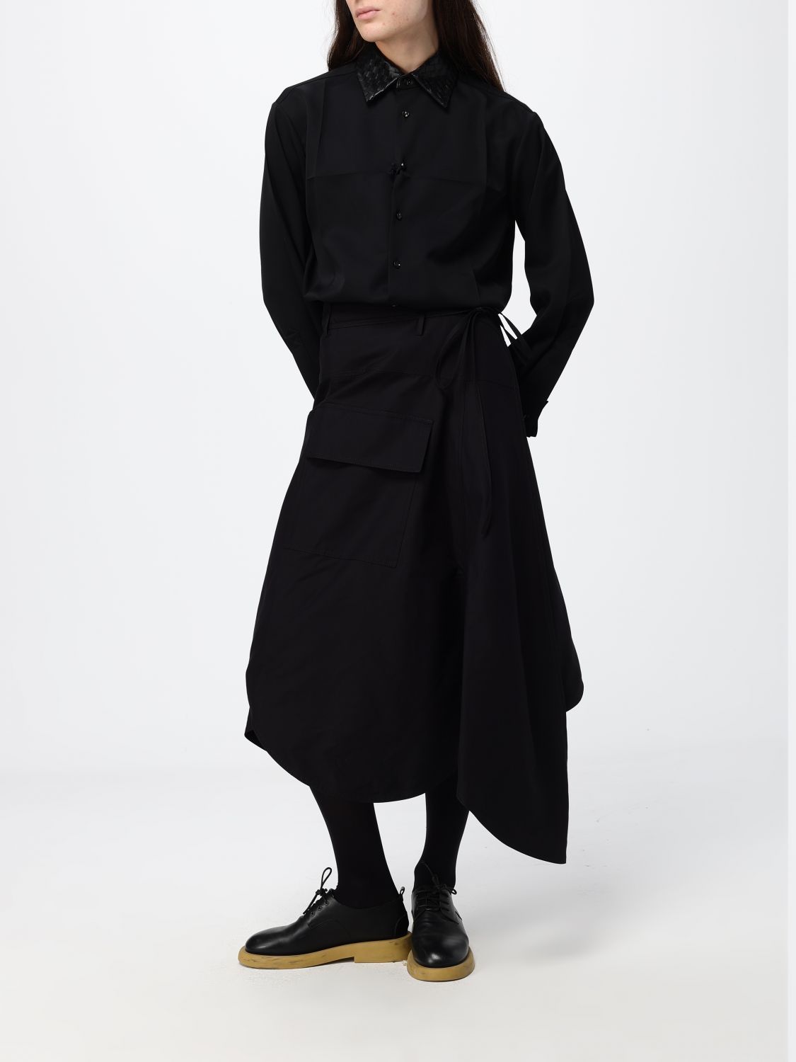 BOTTEGA VENETA Bottega Veneta Leather Collar Relaxed Fit Shirt